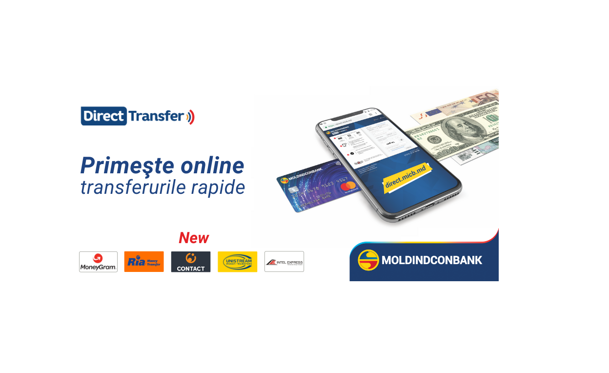Acum transferurile Contact le poţi primi online pe cardul Moldindconbank – Bancamea